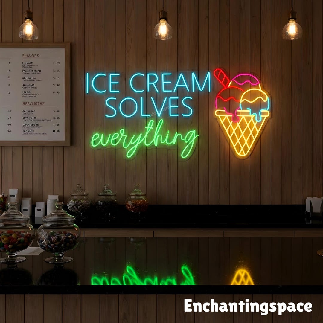 Ice Cream Neon Sign, Dessert LED Light for Coffee Bar or Frozen Yogurt ...