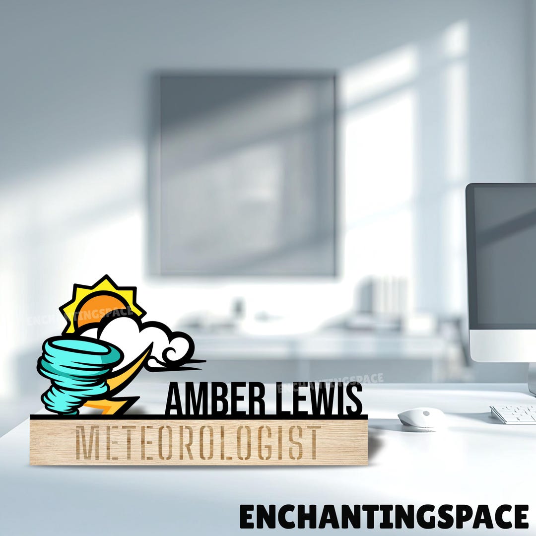 Custom Meteorologist Desk Name Plate, Personalized Weather Theme Metal ...