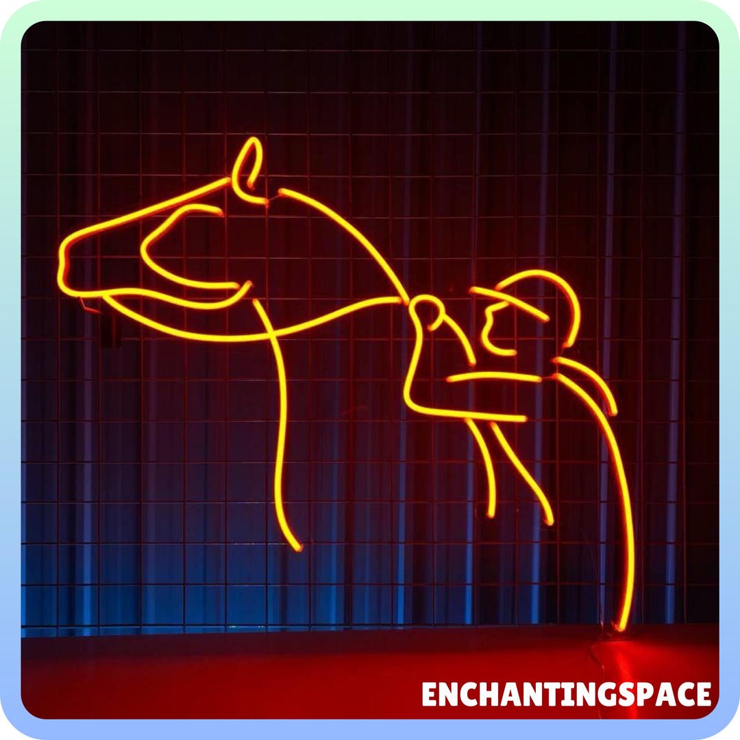 Riding Horse Neon Sign, Horseback Riding Led Light Wall Decor, Western ...