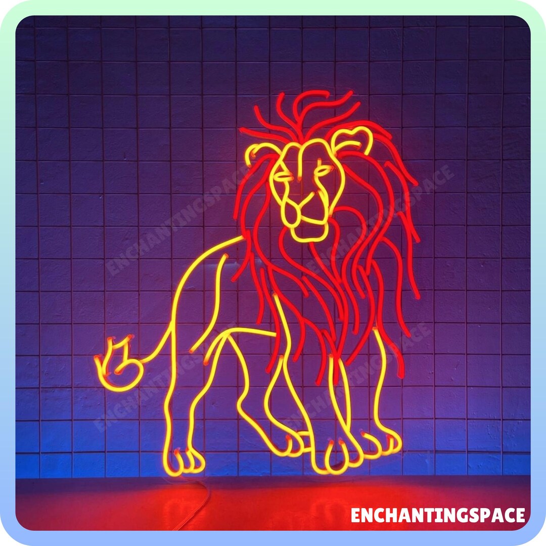 Lion Neon Sign, Custom Lion Led Light, Lion Neon Light, Bar Pub Light ...