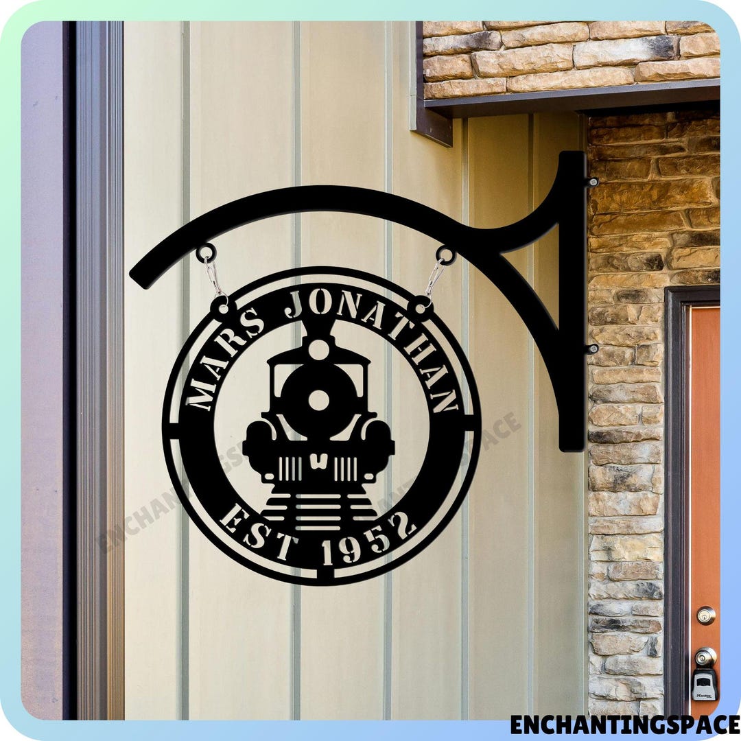 Personalized Railroad Metal Hanging Sign, Railway Name Sign Decoration ...