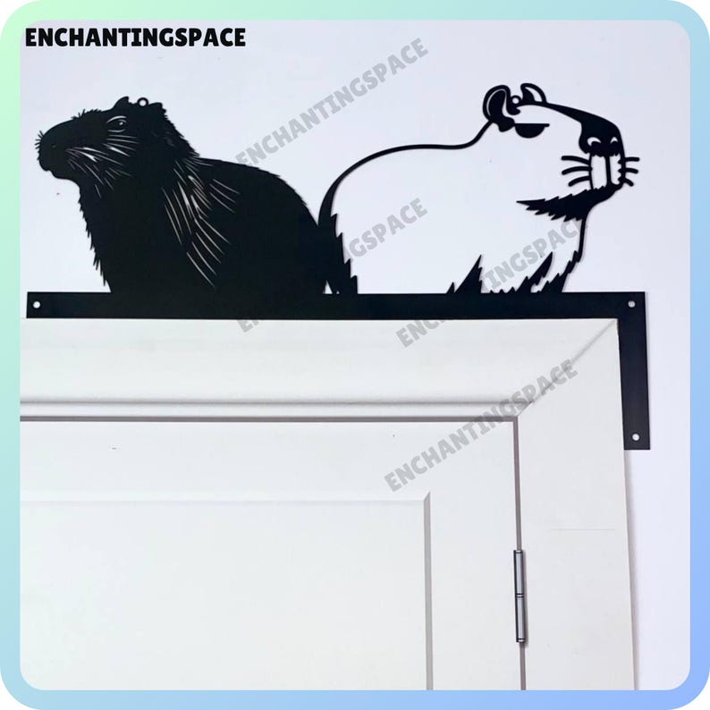 Custom Capybara Door Corner Metal Wall Art, Capybara Black Metal Sign ...