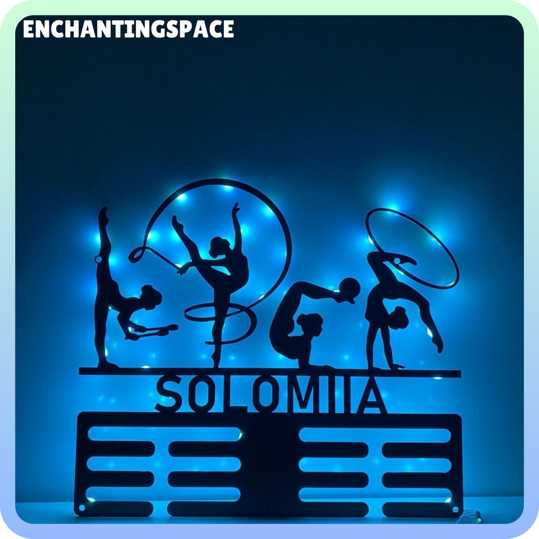 Customized Rhythmic Gymnastics Medal Hanger Metal Wall Art Led Light ...