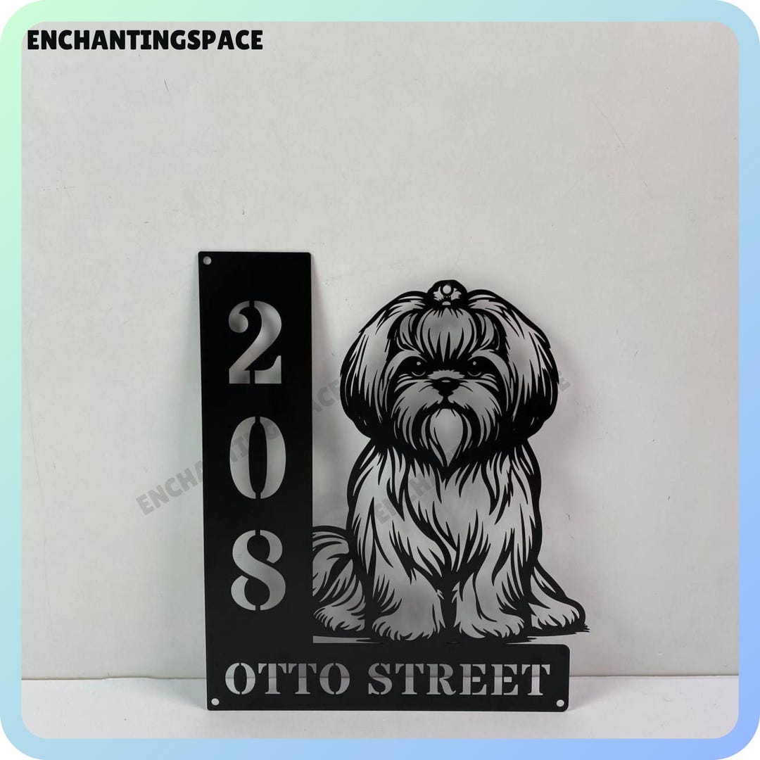 Customized Shih Tzu Dog Metal House Number, Dog House Number Metal Name ...