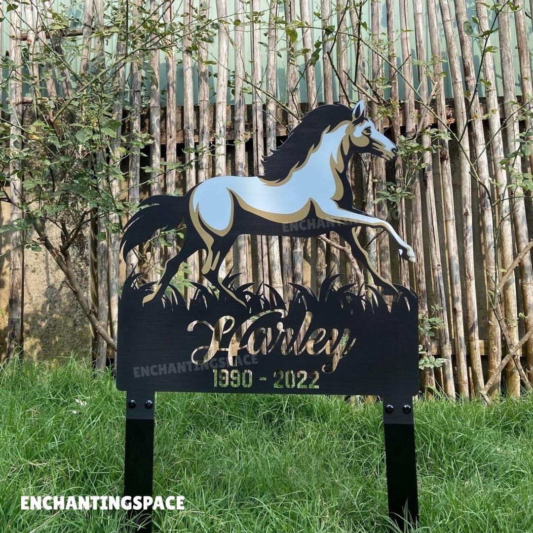 Personalized Horse Memorial Stake Metal Art, Horse Racing Lover ...