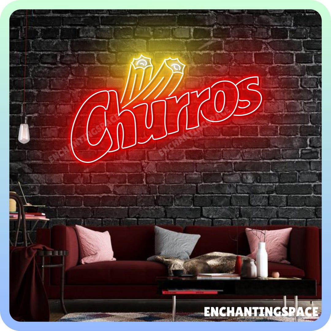 Churros Neon Sign, Churro Shop Neon Light, Spain Churros Neon Art, Open ...