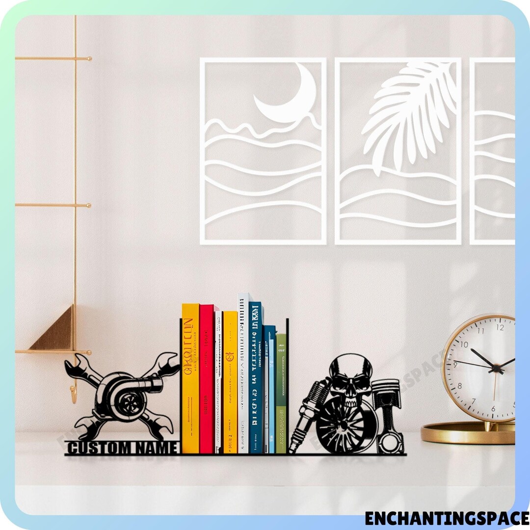 Customize Mechanic Garage Metal Bookends, Garage Name Bookend for ...