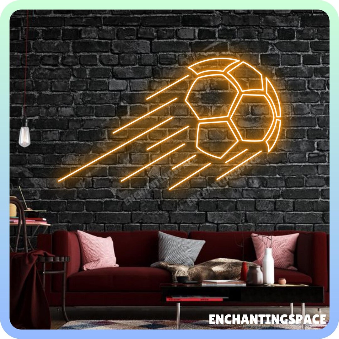 Soccer Ball Flying Neon Sign, Soccer Ball Led Light, Football Neon ...
