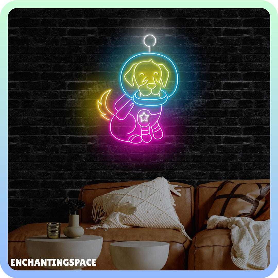 Dog Astronaut Neon Lights, Funny Astronaut Dog Led Light Sign, Dog ...