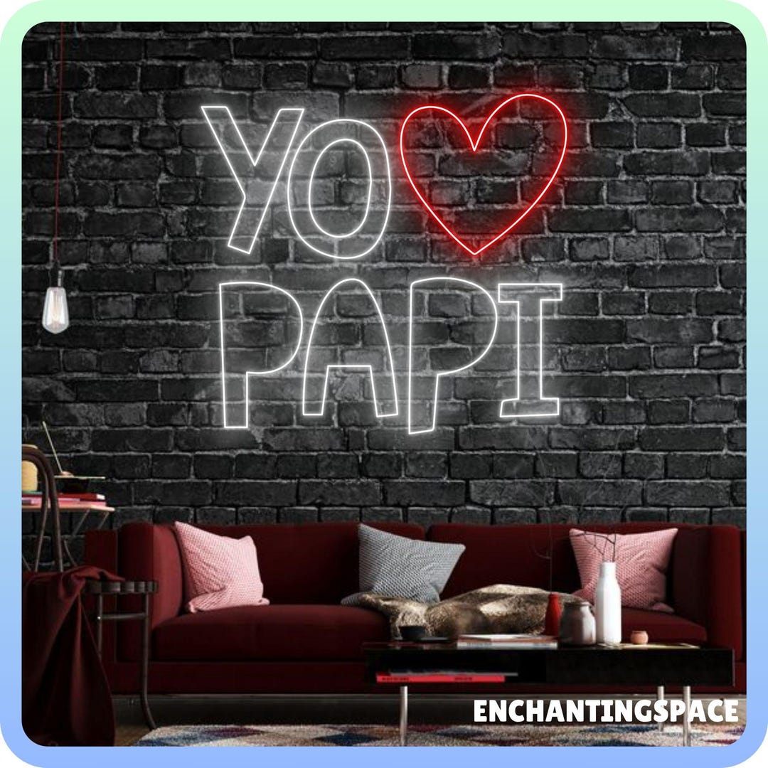 Yo Love Papi Neon Sign, Quote Father's Day Led Light Wall Decor, I Love ...