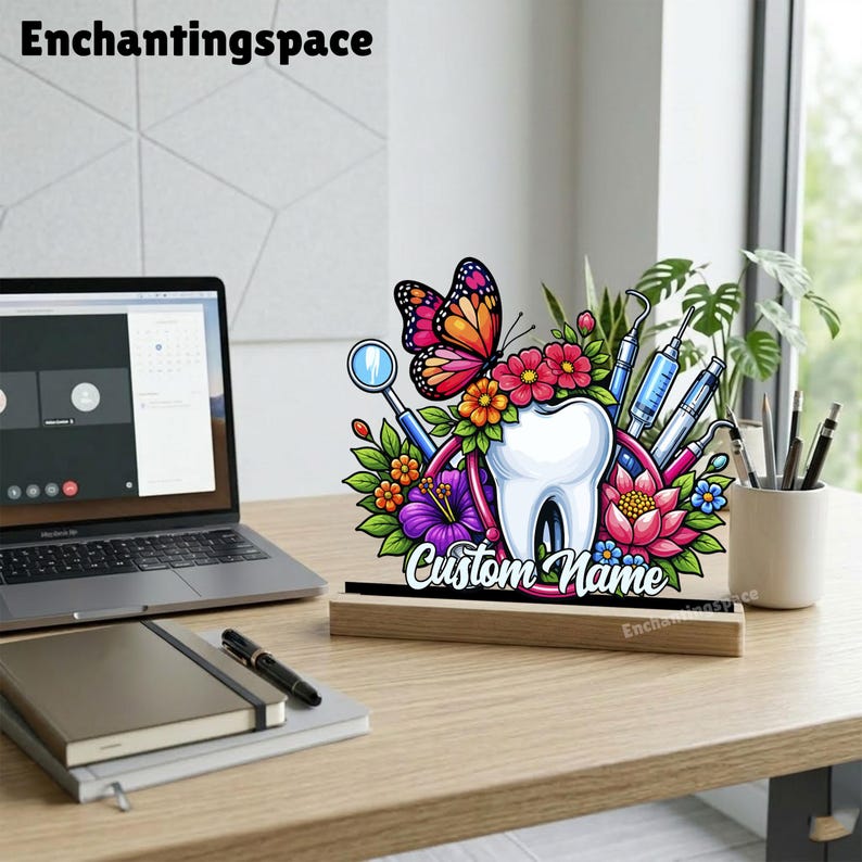 Personalized Tooth Silhouette Metal Desk Sign, Dental Clinic Steel ...