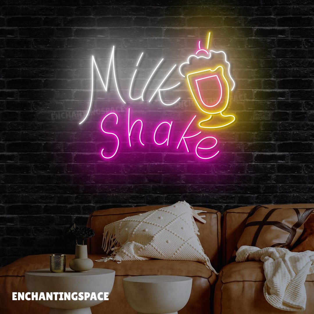 Milkshake Neon Sign, Milkshake Glass Led Light Up, Dessert Milkshakes ...