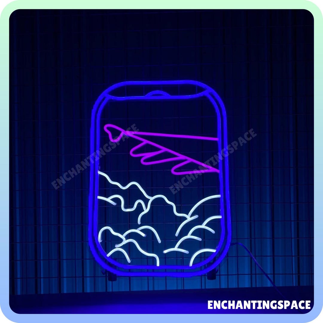 Airplane Window Neon Sign, Custom Plane Window Led Light Wall Art, Sky ...