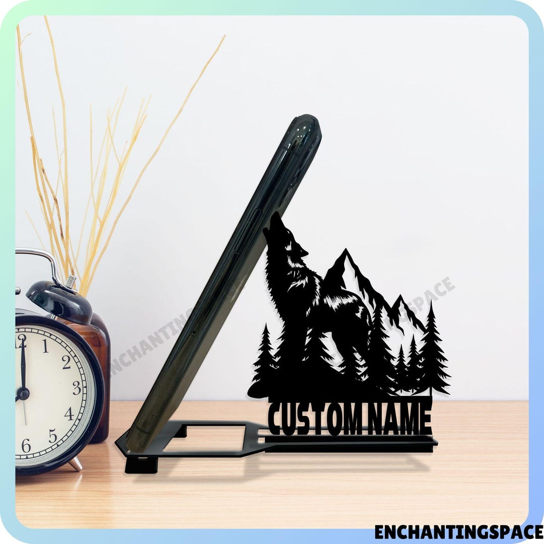 Customize Wolf Metal Phone Stand, Wolf Metal Phone Holder Decor, Wild ...