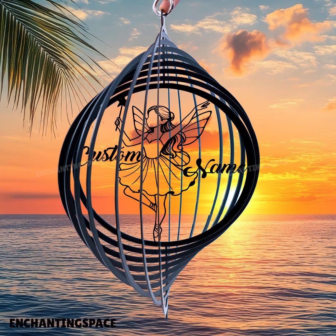 Personalized Fairy Wind Spinner Garden Hanging Sign, Fairy Lover Name ...