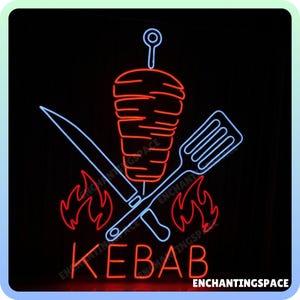 Kebab Neon Sign Wall Art, Shawarma Led Sign for Fast Food Store, Kebab ...