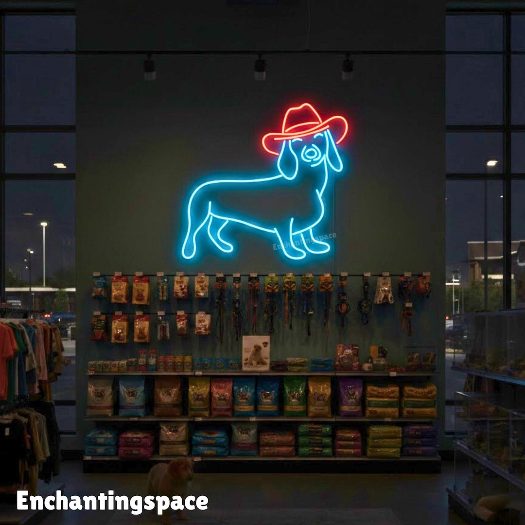 Dachshund LED Neon Sign, Dog Wall Light for Pet Shop or Cafe Decor ...