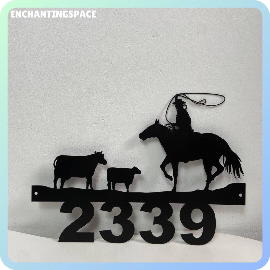 Customized Cowboy Metal House Number, Western Outdoor House Address ...