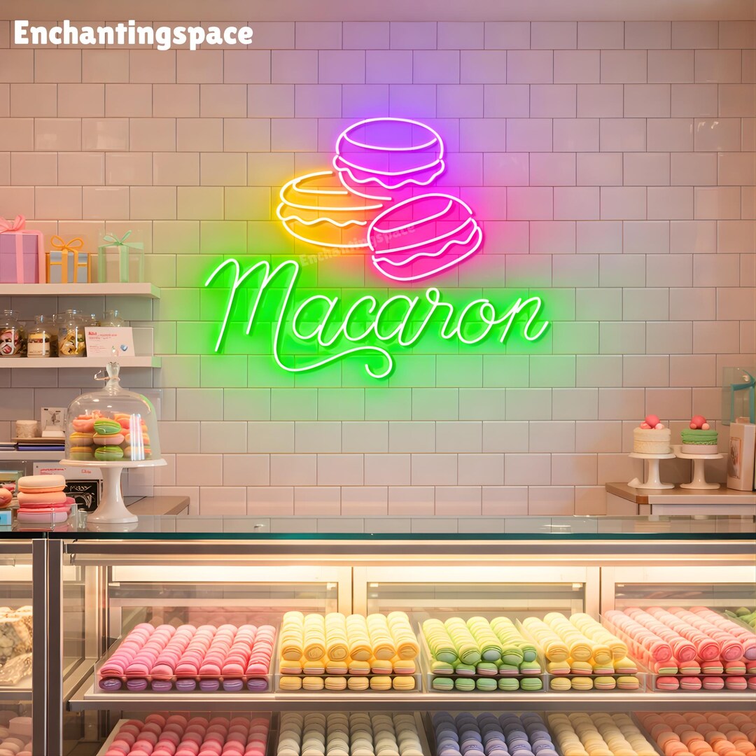 Macaron Neon Sign, French Dessert LED Wall Light for Bakery Counter ...
