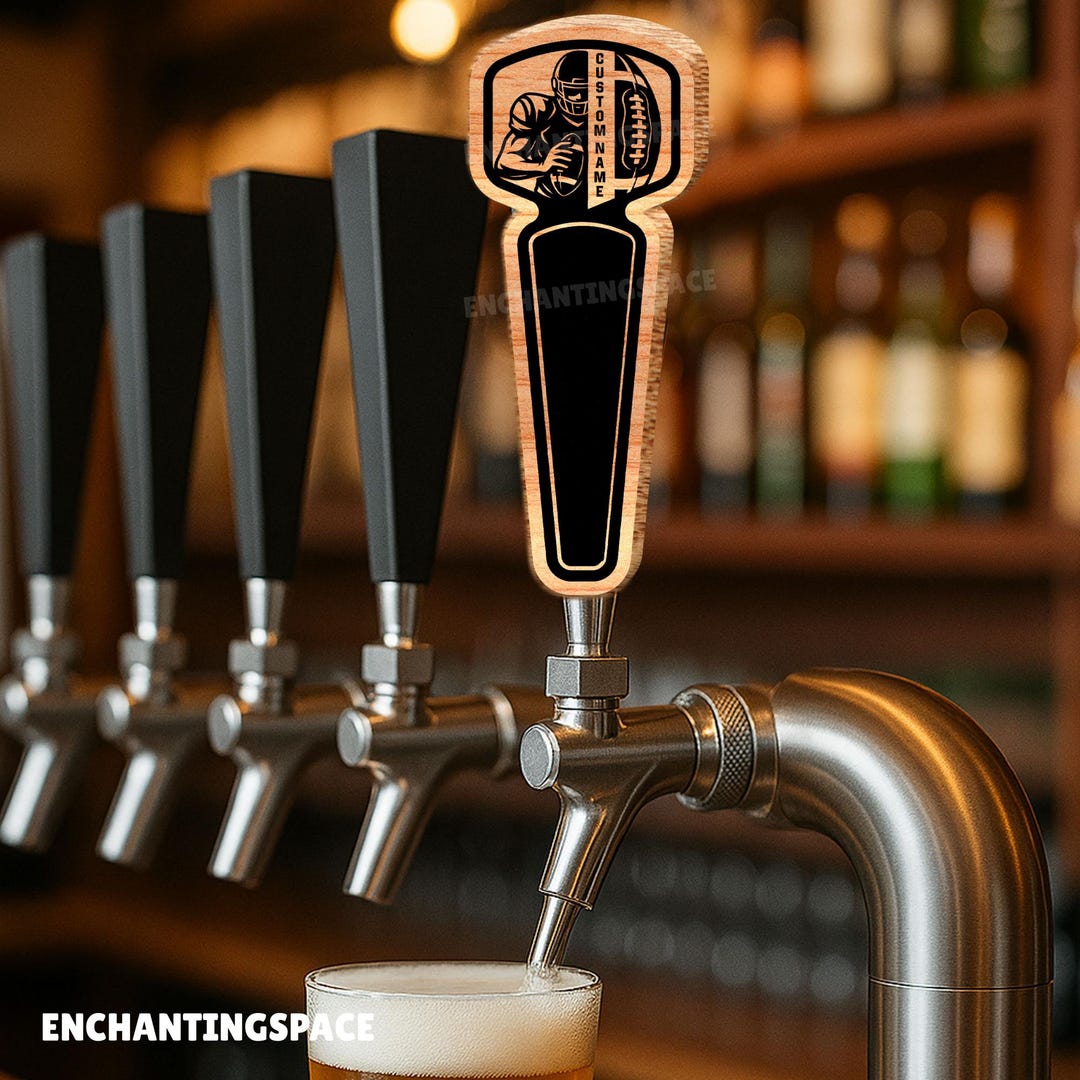 Custom Football Player Chalkboard Tap Handle, Wooden Beer Tap Handle ...