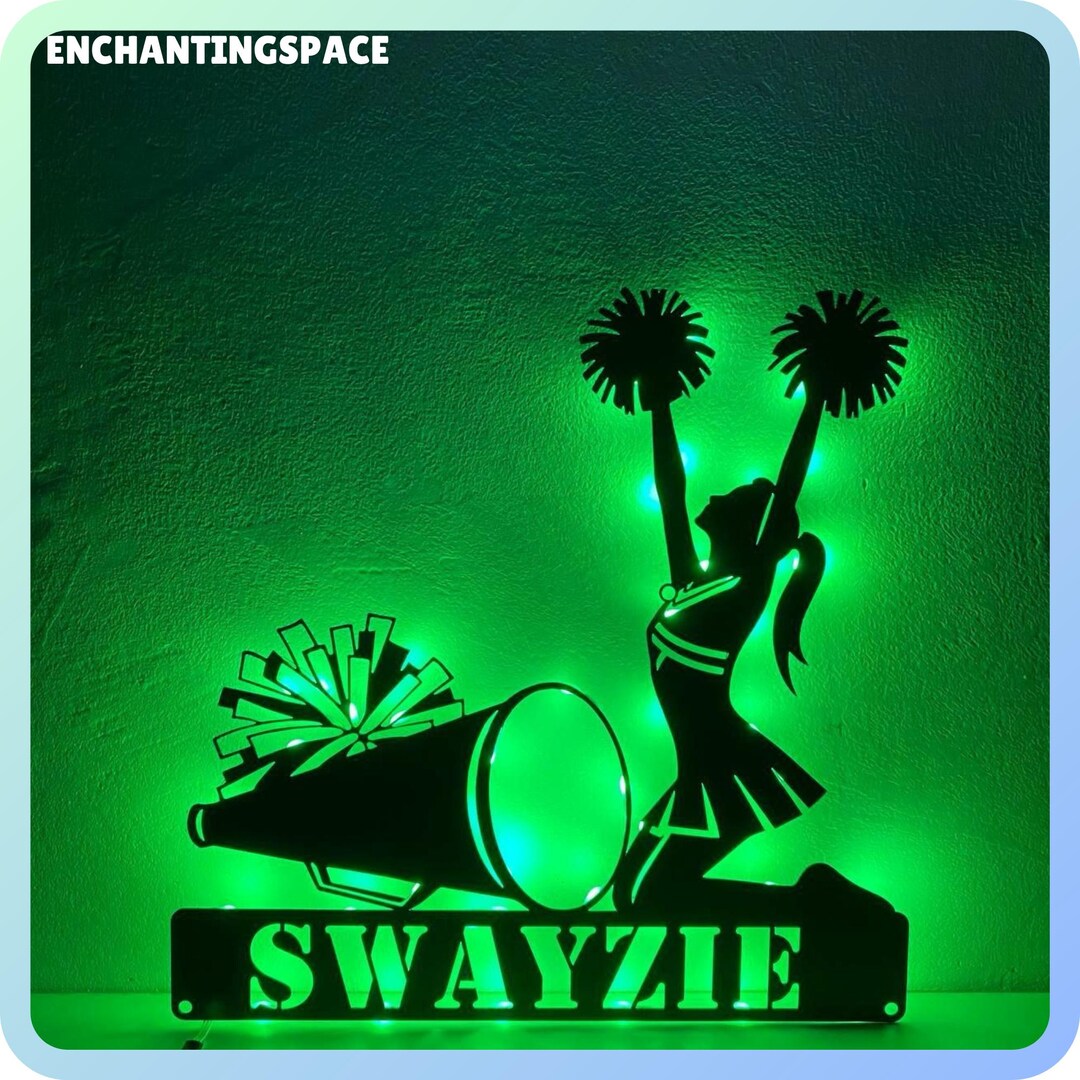 Customized Girl Cheerleading Metal Wall Art LED Light, Personalized ...