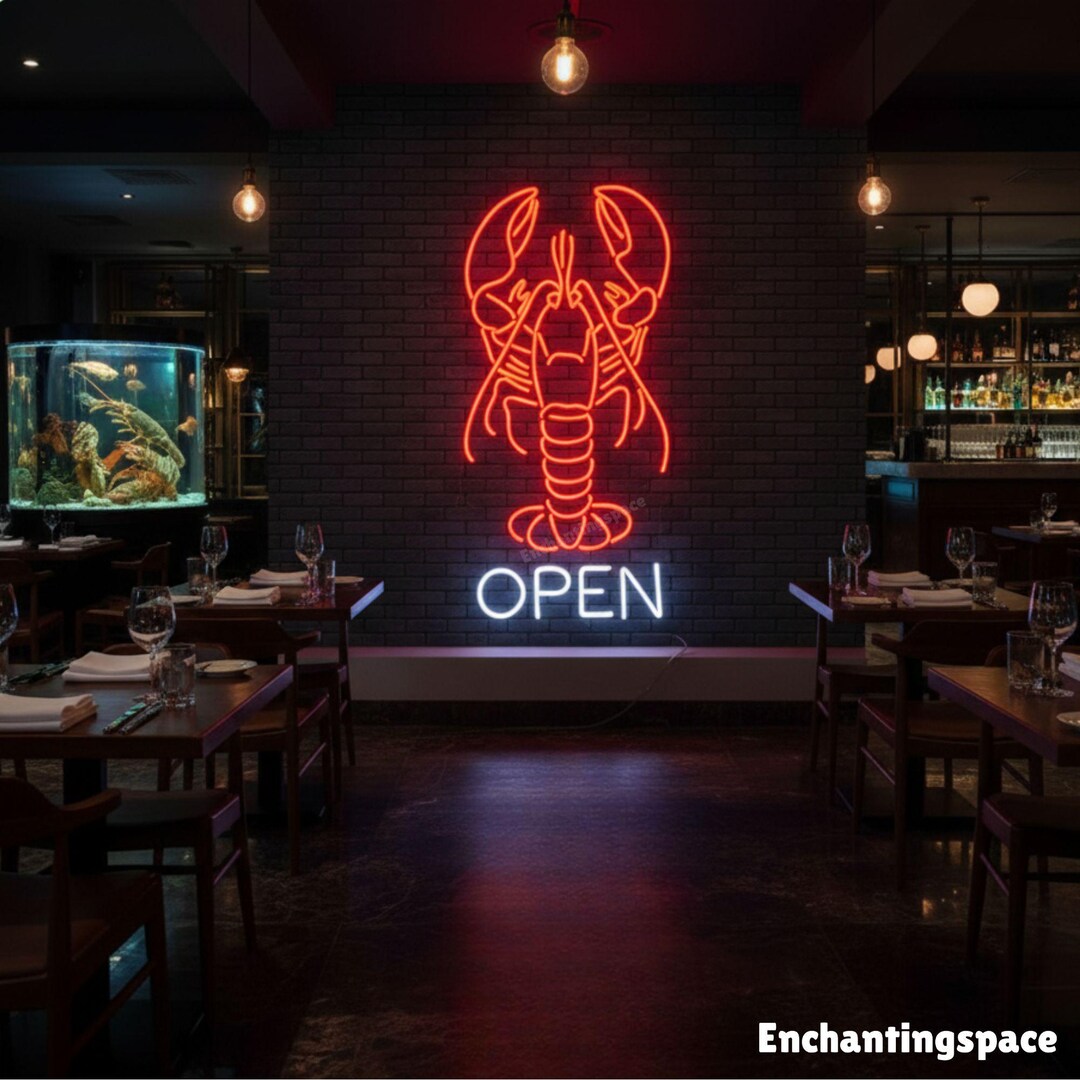 Lobster Open Neon Sign, Seafood Led Sign, Custom Neon Sign, Sea ...