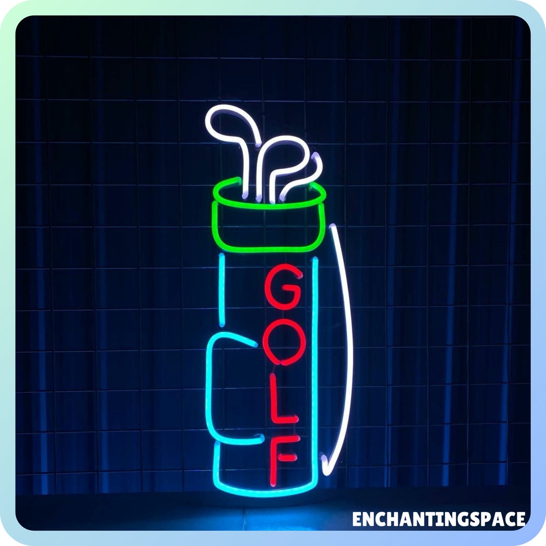 Golf Bag Neon Sign, Golf Led Light, Custom Neon Sign, Golf Art Led Neon ...