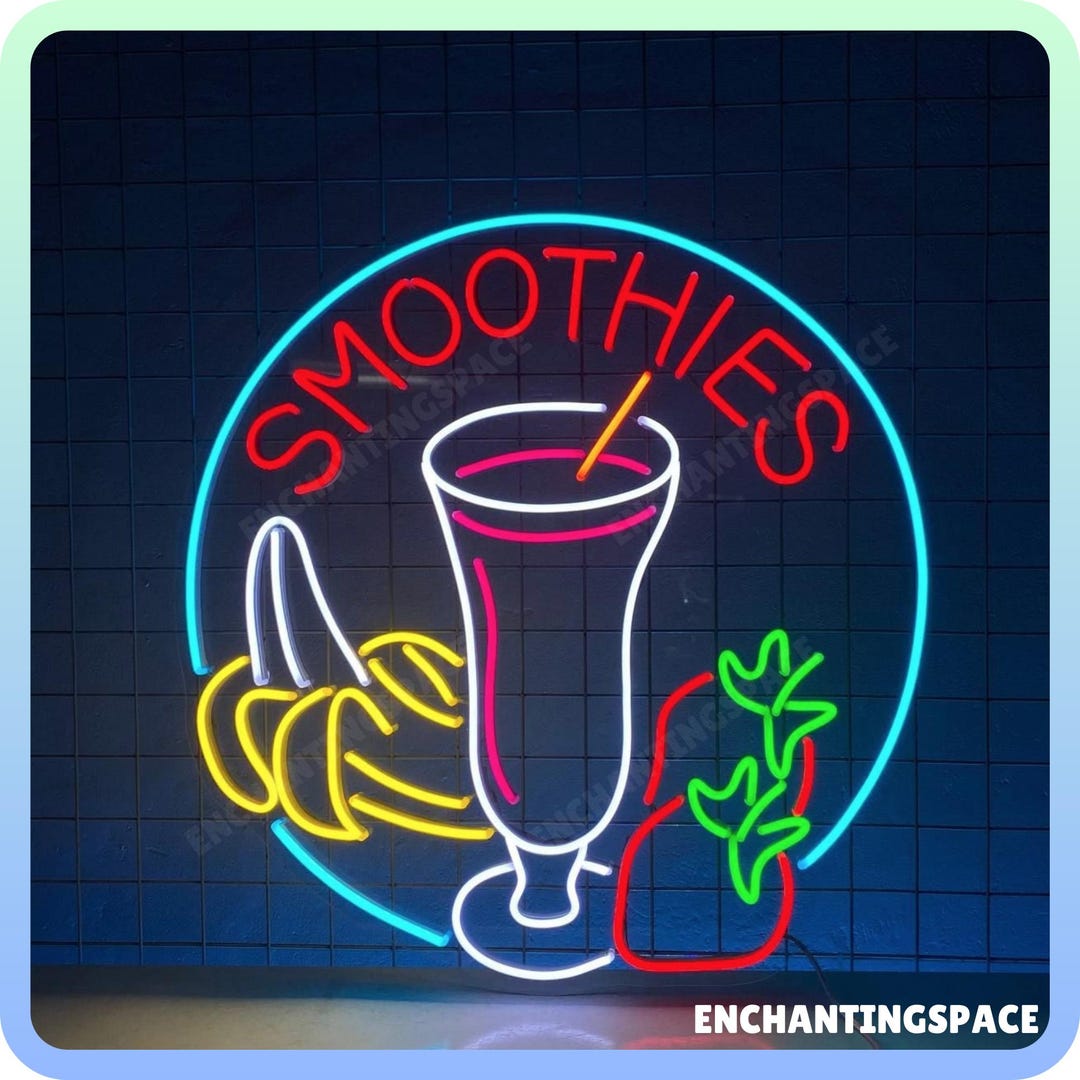 Smoothies Neon Sign, Open Led Sign for Smoothie Shop, Juice Store Wall ...