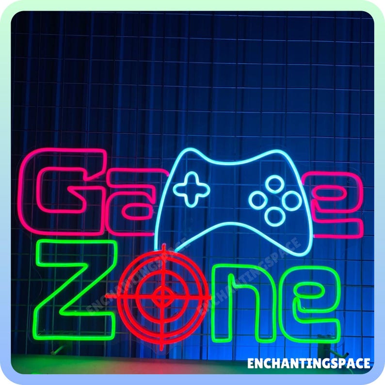 Game Zone Neon Sign, Game Zone Led Light, Video Game Controller Neon ...