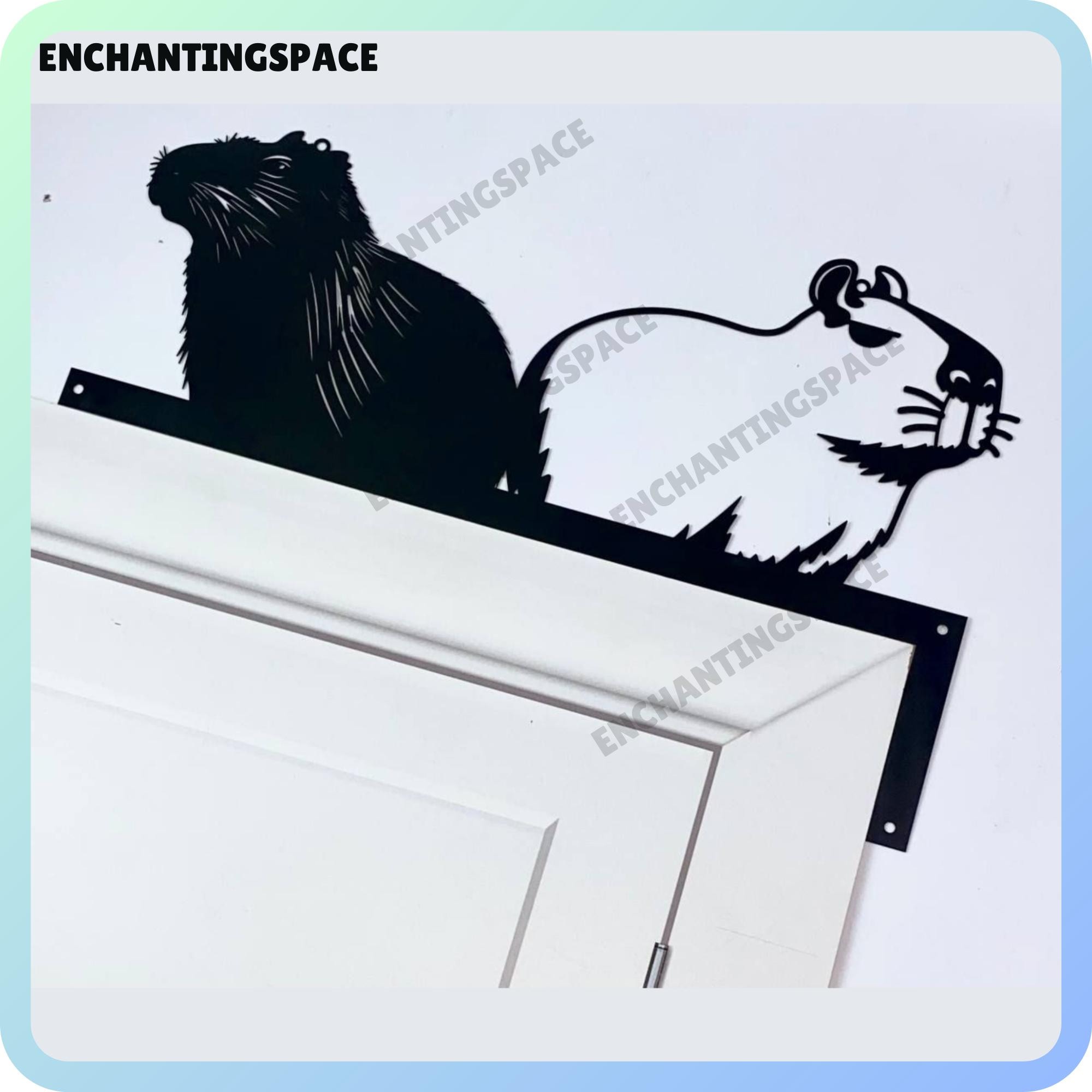 Custom Capybara Door Corner Metal Wall Art, Capybara Black Metal Sign ...