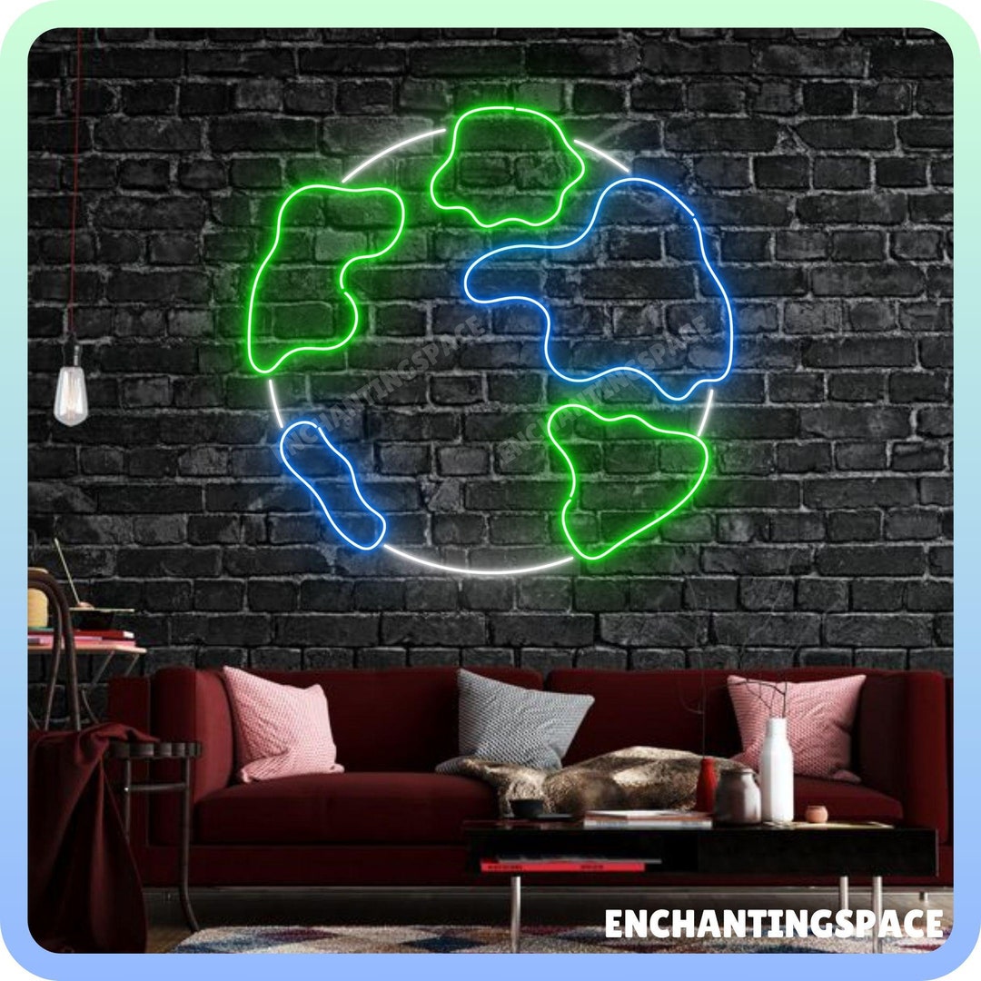Earth Neon Sign, Earth Led Sign, Custom Earth Neon Light for Home Wall ...