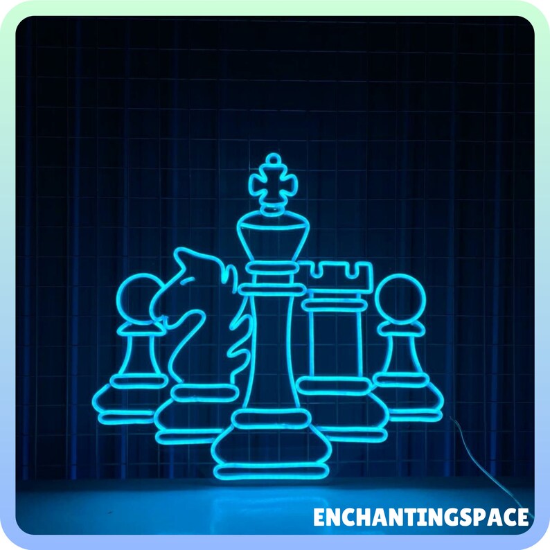 Chess Neon Sign, Chess Pieces Led Sign, Custom Neon Sign, Chess Club ...