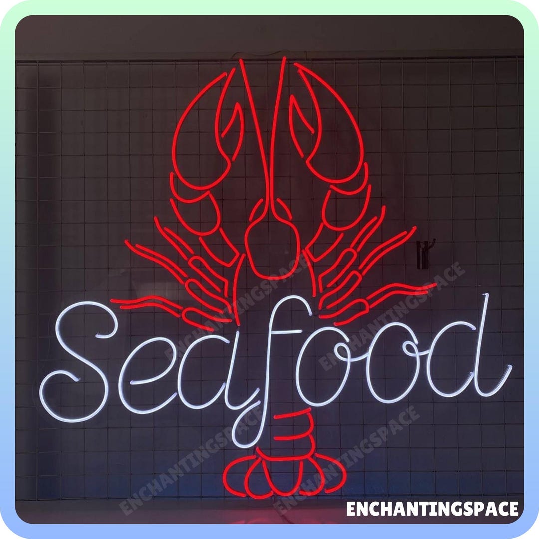 Seafood Lobster Neon Sign, Seafood Led Sign, Welcome Sign for Seafood ...