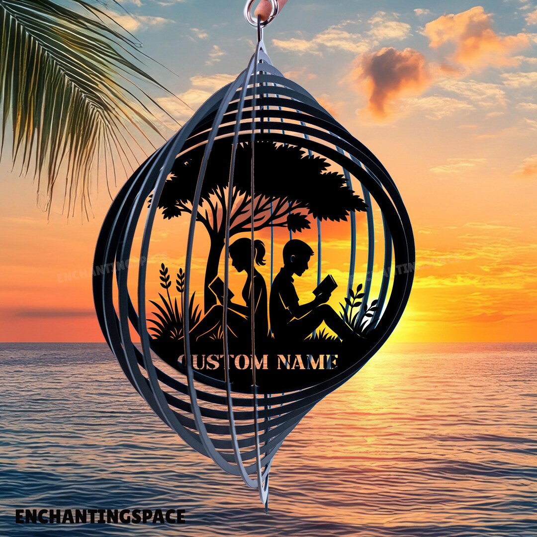 Personalized Children Read Book Wind Spinner Outdoor Decor, Garden ...