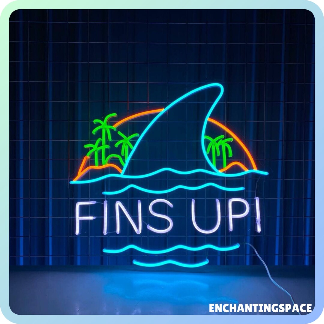 Fins up Neon Light, Shark Led Light, Shark Fins Led Sign, Custom Neon ...