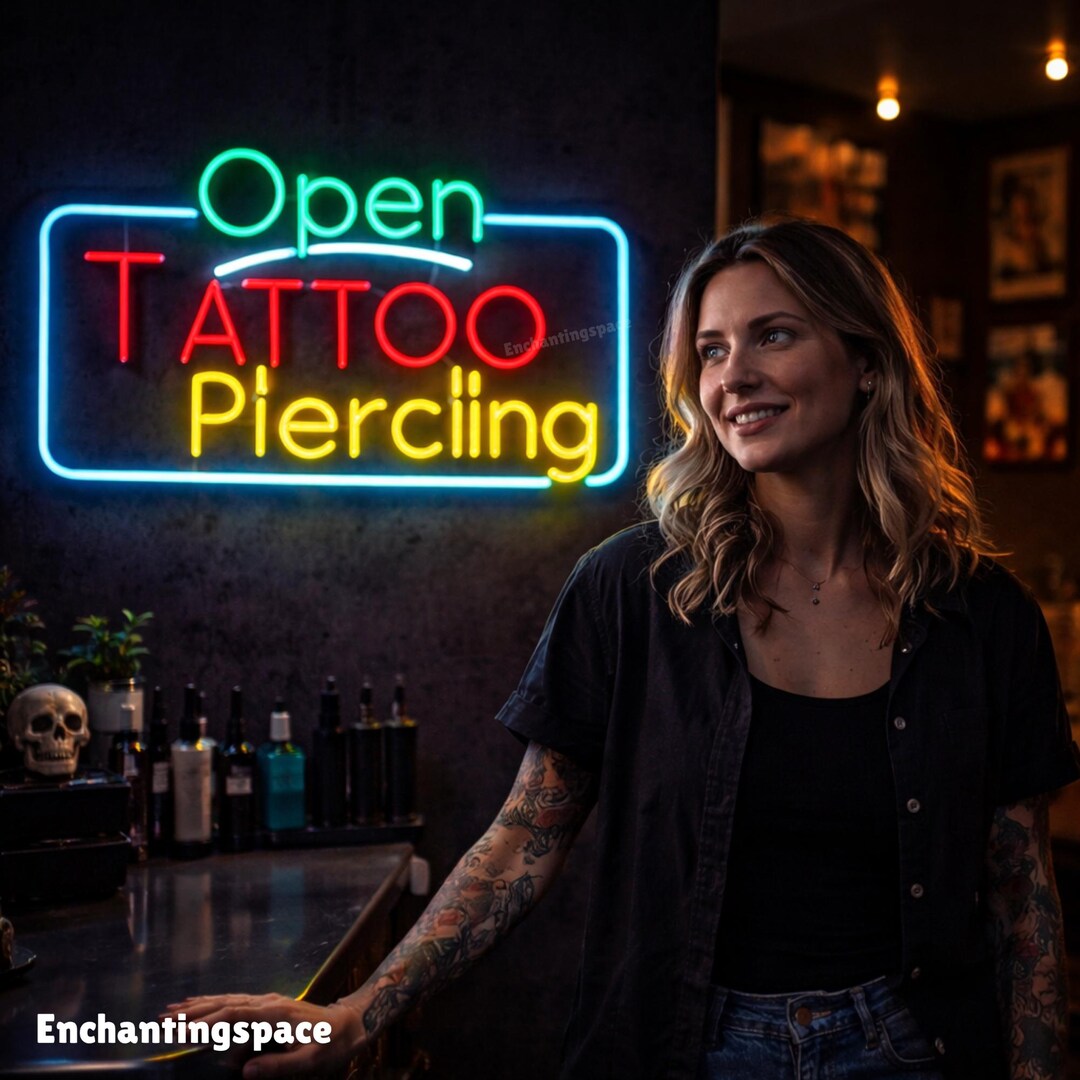 Tattoo Open Neon Sign, LED Wall Light for Tattoo Studio or Piercing ...