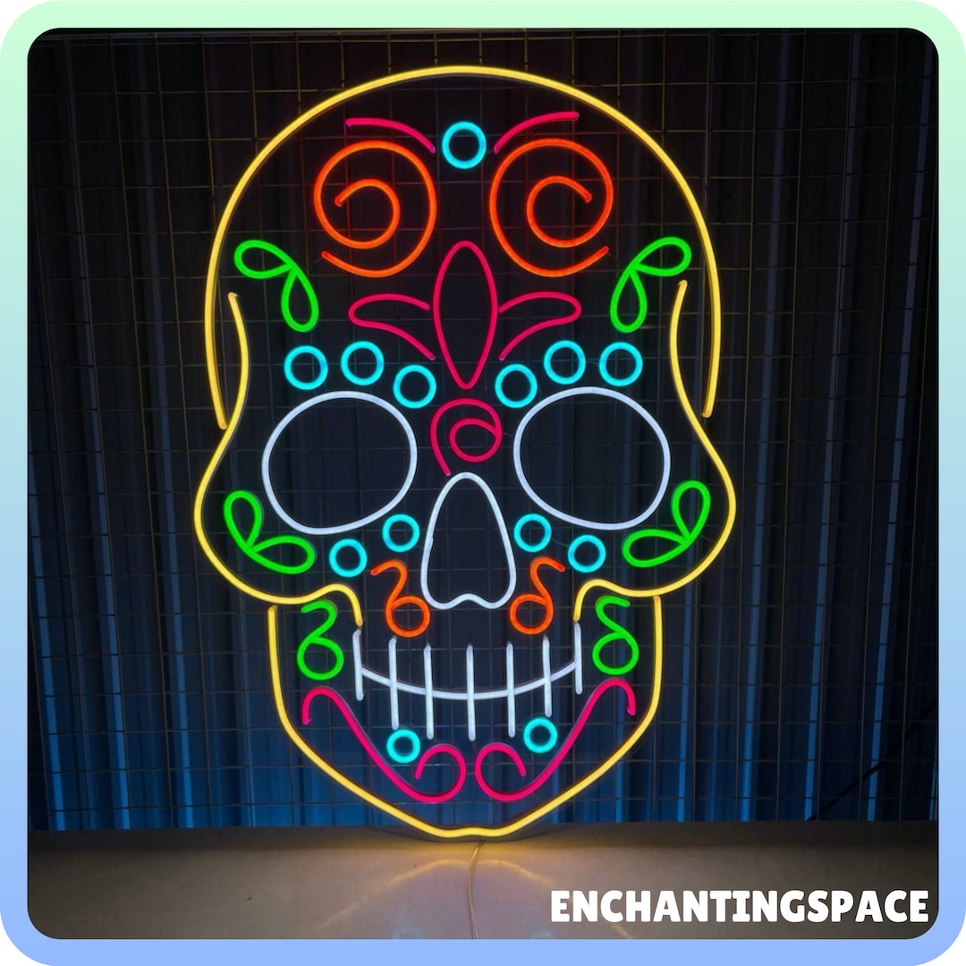 Sugar Neon Sign, Colorful Skull Led Light Sign, Custom Neon Sign ...