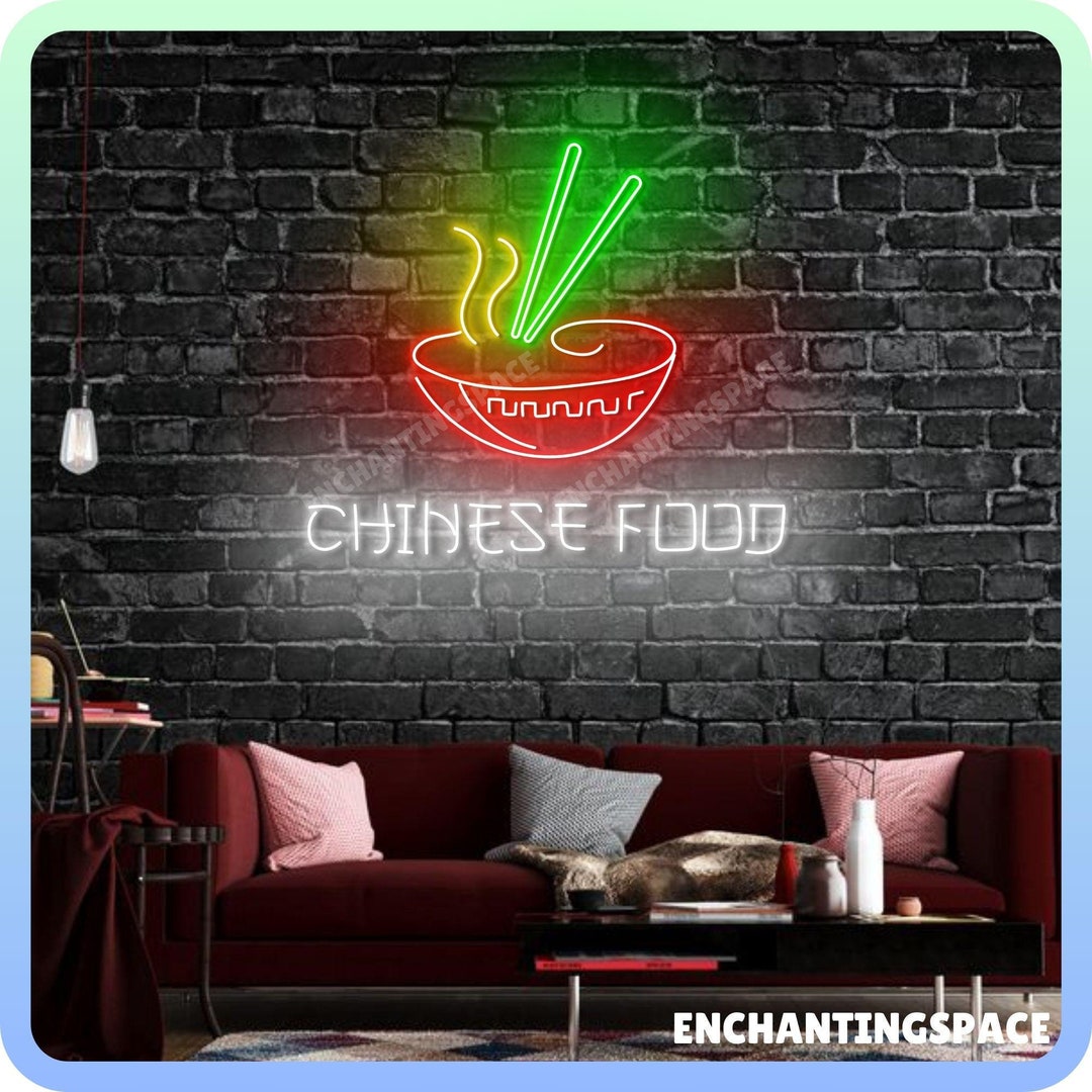 Chinese Food Neon Sign, Chinese Food Led Light Wall Art, Welcome Sign ...