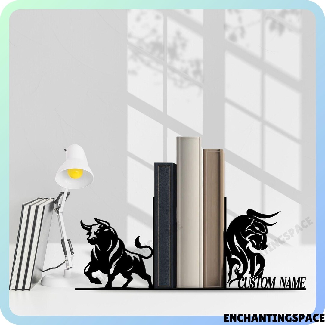 Customized Bull Metal Bookends, Bull Name Bookend, Animal Metal Table ...