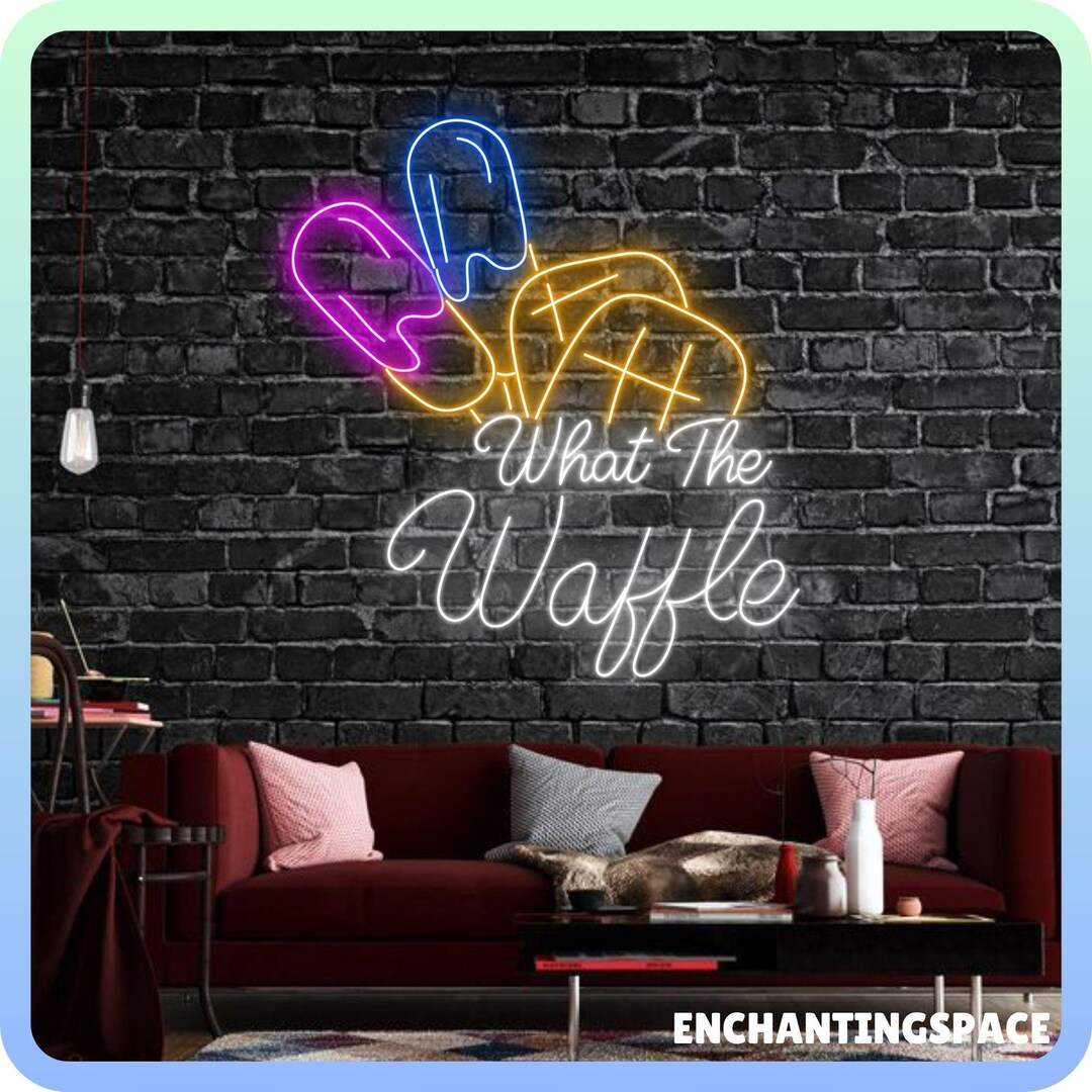 What the Waffle Neon Sign, Waffle Neon Light, Led Sign for Waffle Store ...