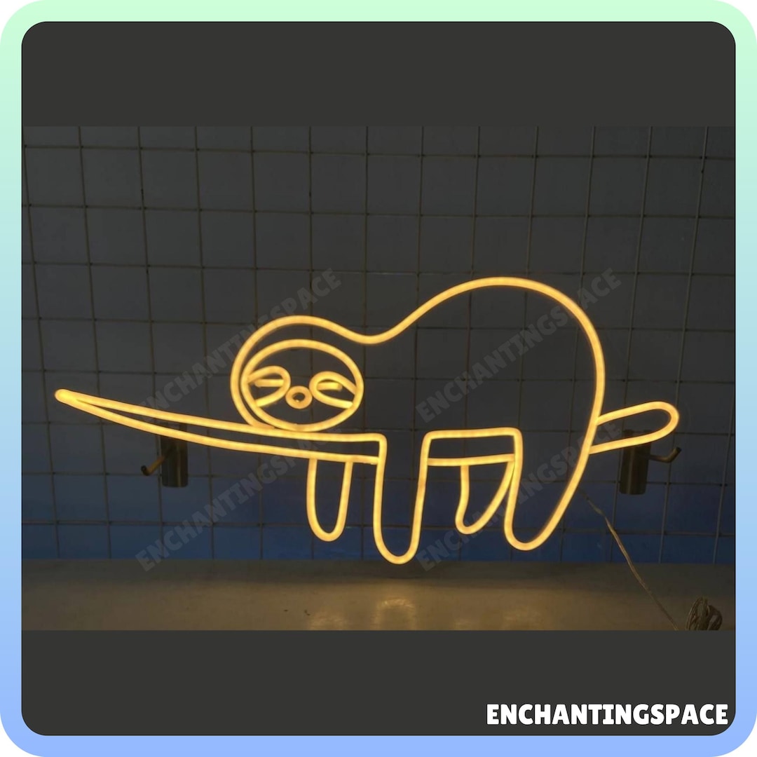Sloth Sleeping Neon Sign, Lazy Sloth Light up Sign, Animal Led Light ...