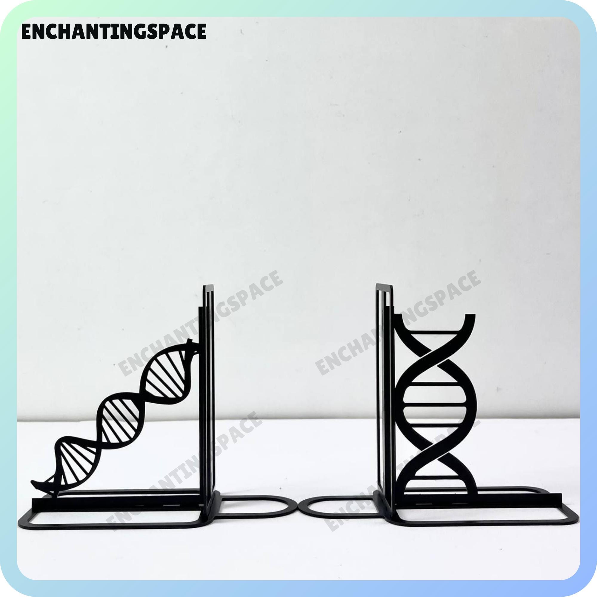 Customized DNA Metal Bookends, Biology Name Bookend Decor, Double Helix ...