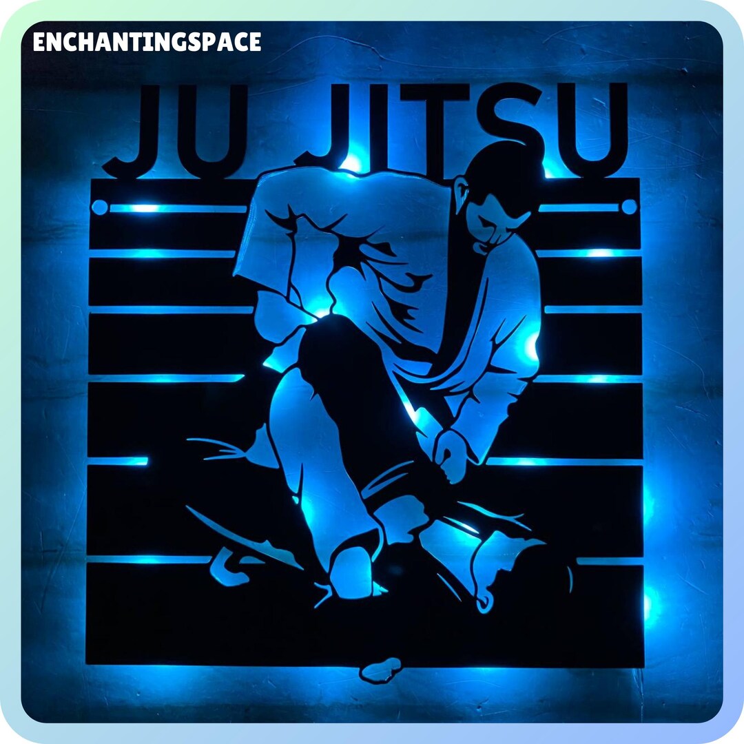 Customized Brazilian Jiu Jitsu Metal Wall Art LED Light, Martial Arts ...