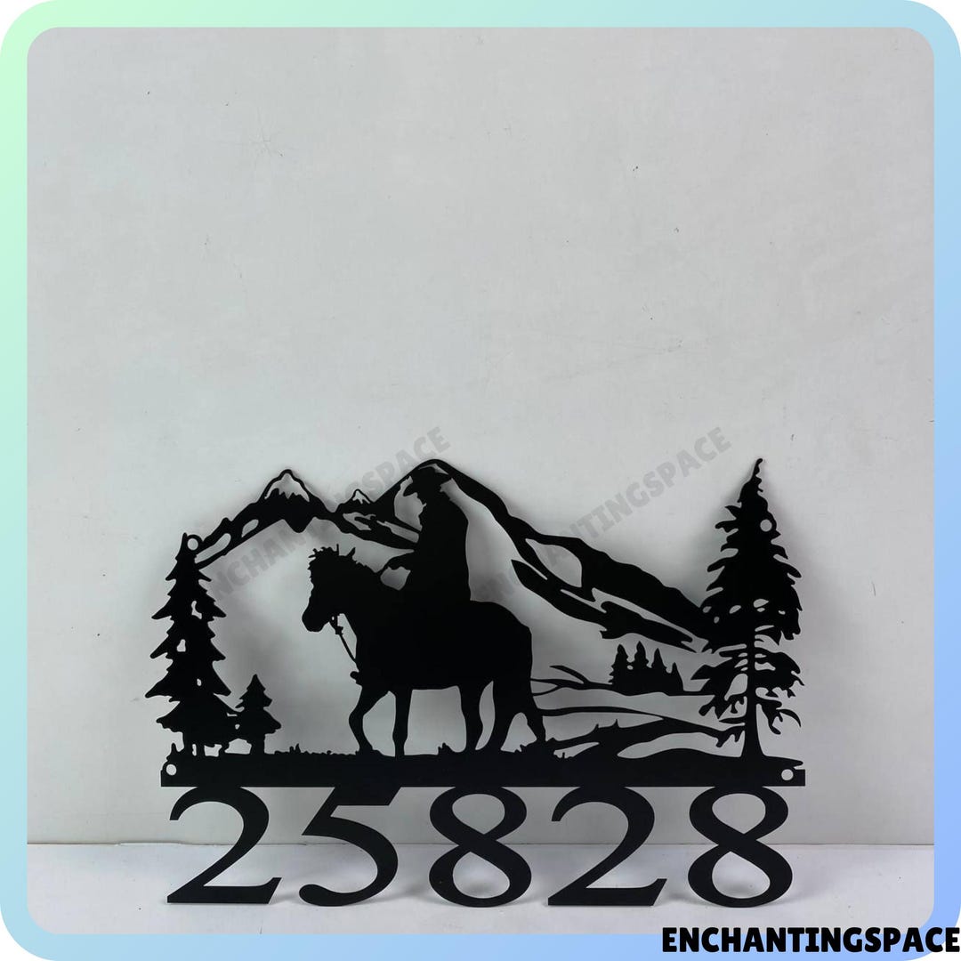 Customized Cowboy Metal House Number, Cowboy Outdoor House Address Sign ...