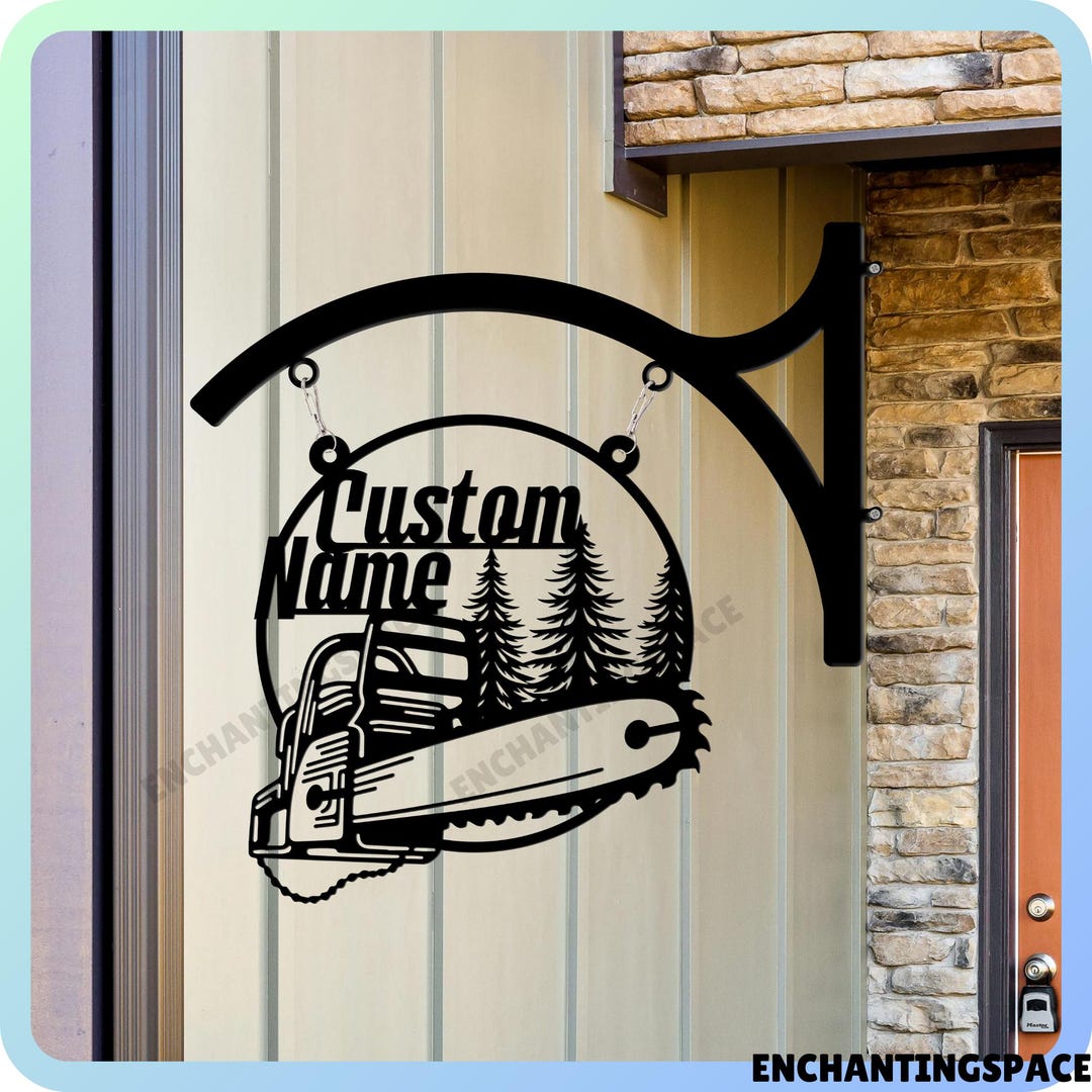 Customize Hanging Chainsaw Wood Metal Sign, Wood Workshop Blade Sign ...