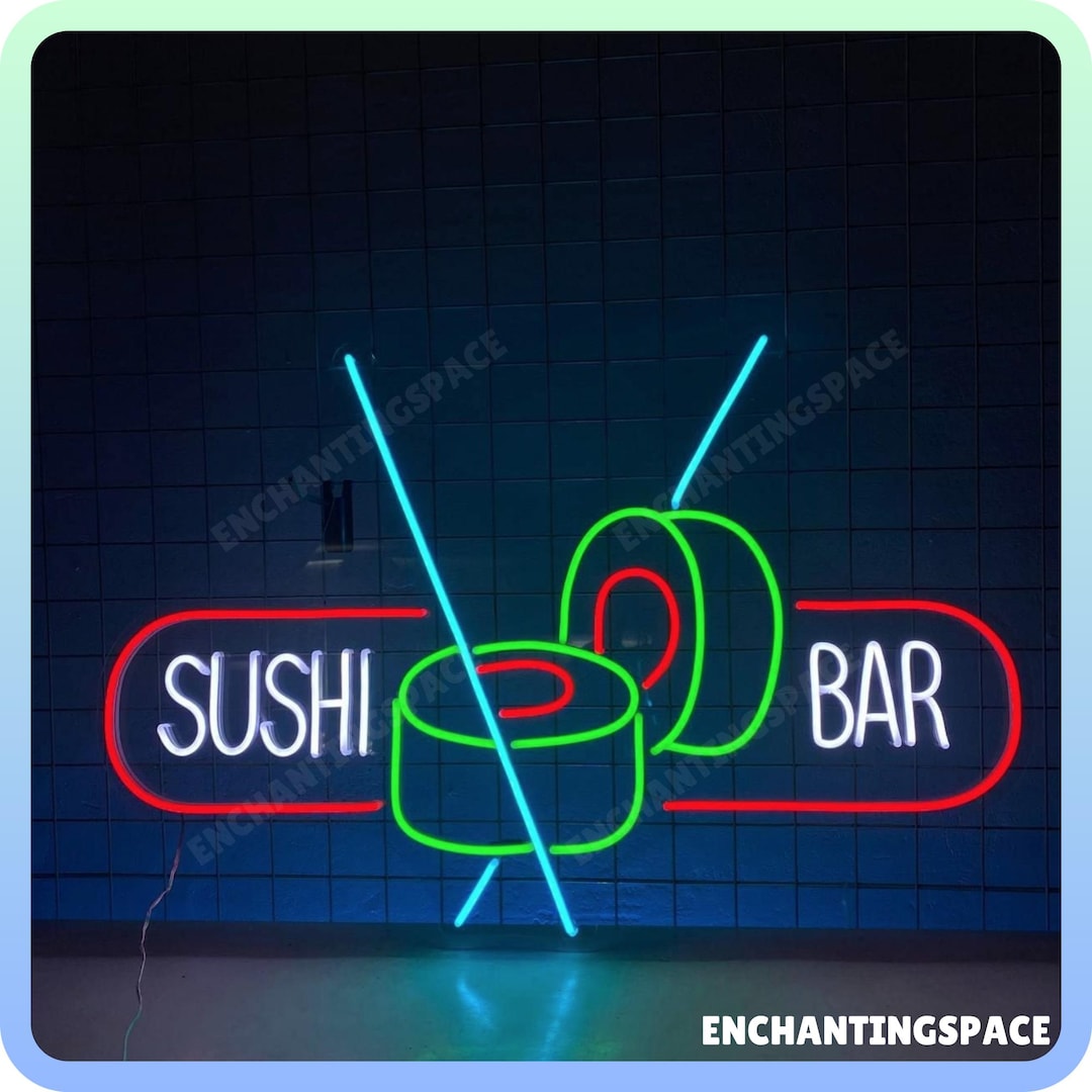 Sushi Bar Neon Sign Wall Art, Open Sushi Store Led Sign, Japanese Sushi ...