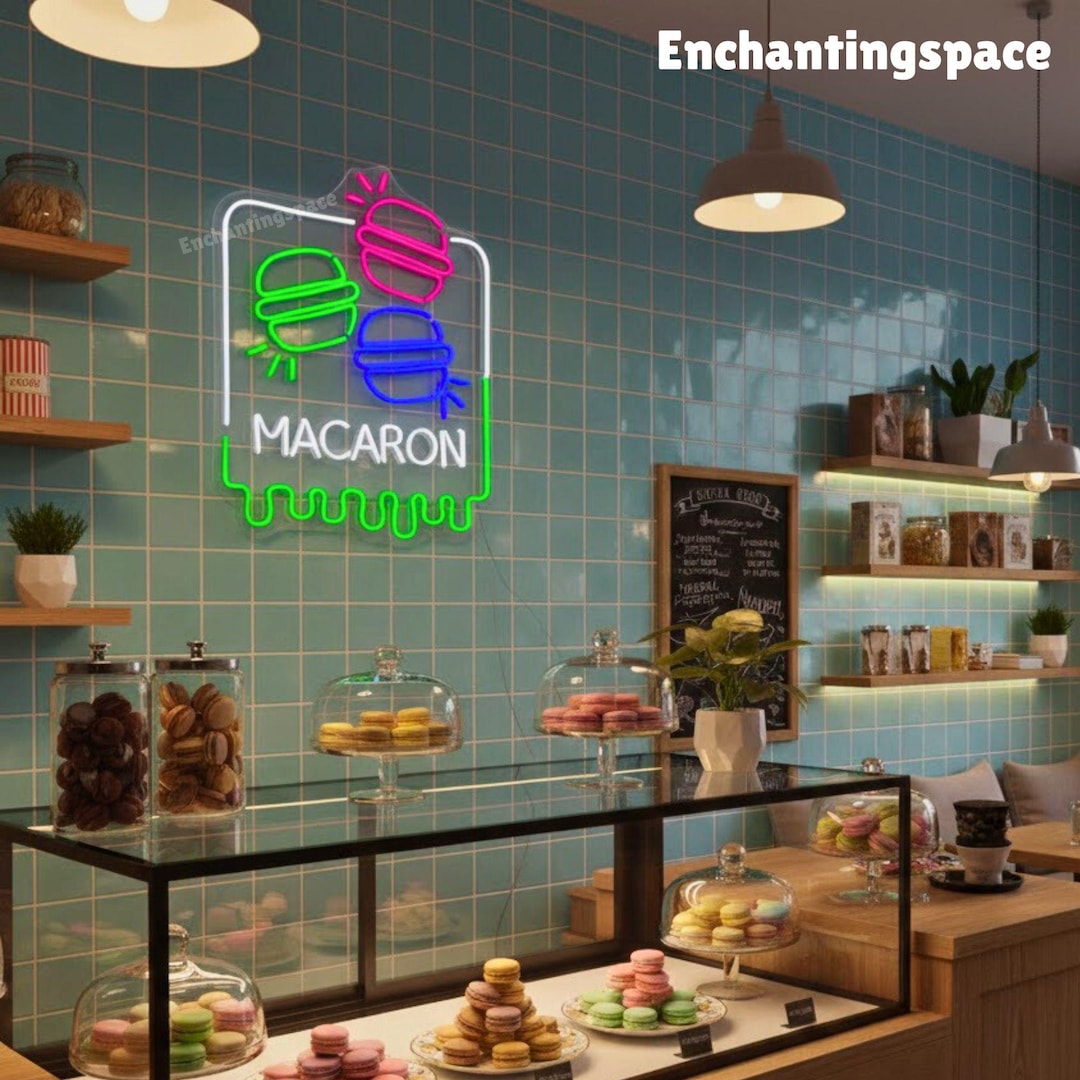 Colorful Macaron Neon Wall Light, Sweet LED Decor for Bakery, Cafe or ...