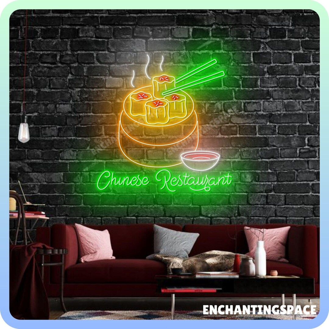 Shumai Dumpling Neon Sign, Shumai Led Light Wall Art, Open Sign for ...