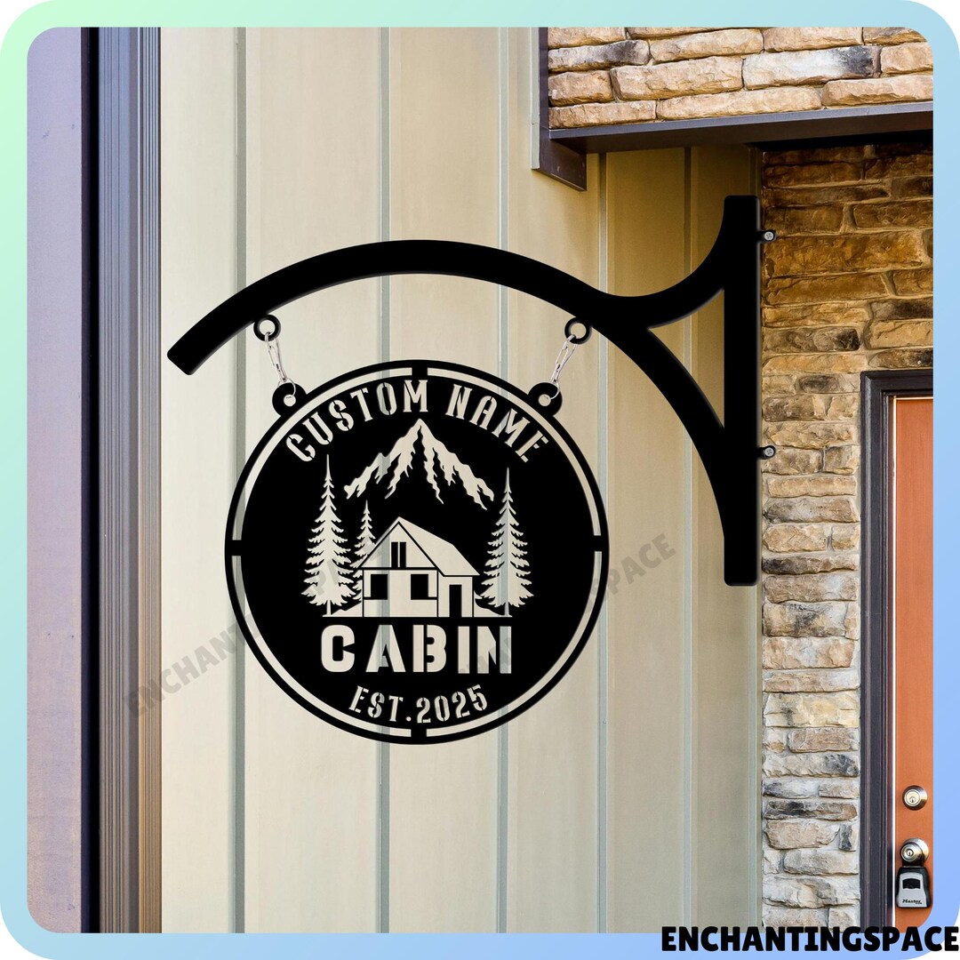 Personalized Hanging Cabin Rental Metal Sign, Cabin Rental Outdoor ...