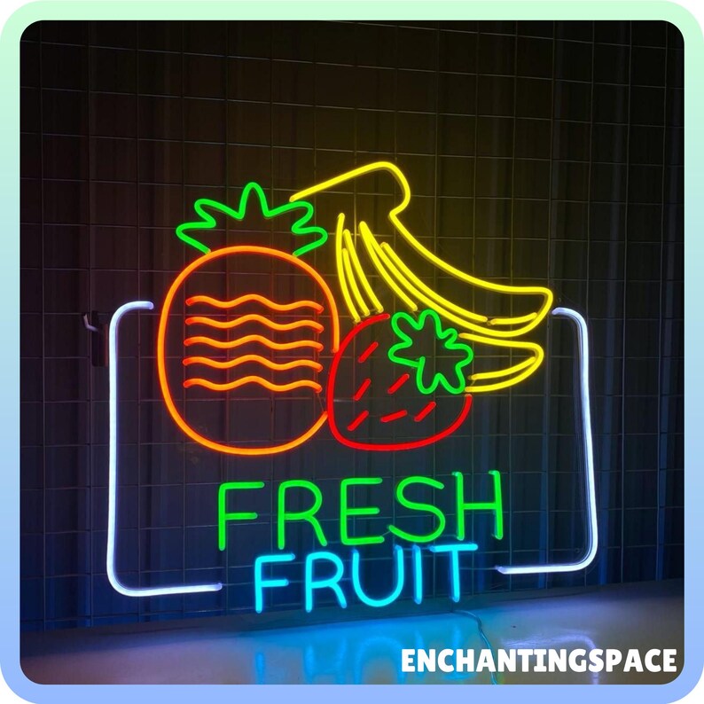Fresh Fruit Neon Sign, Fruit Led Sign, Custom Neon Sign, Open Sign Wall ...
